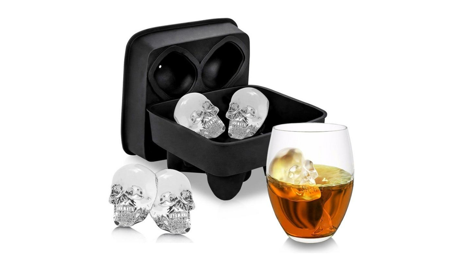 HOD Skulls Or Spheres Large Black Ice Cube Tray Silicone Mold - Skulls ...
