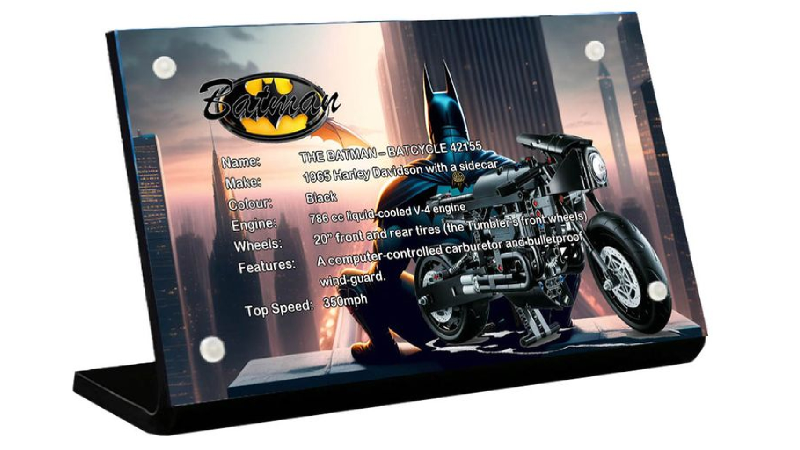 Display King Acrylic Display Plaque for Lego The Batman Batcycle ...