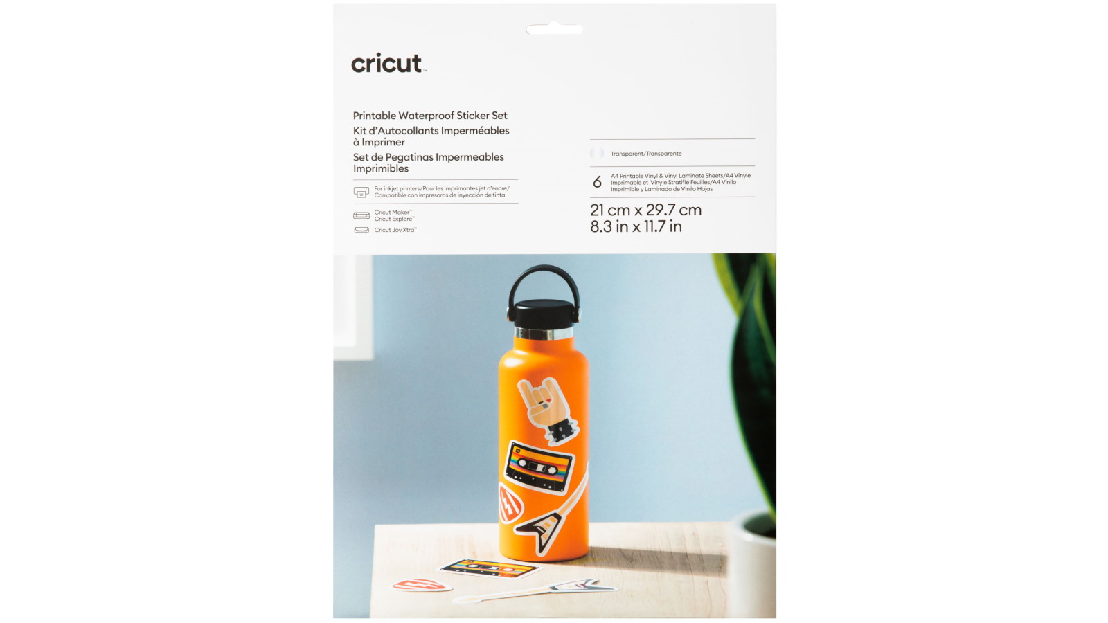 Cricut 6-Sheets A4 Printable Waterproof Sticker Set - Transparant ...