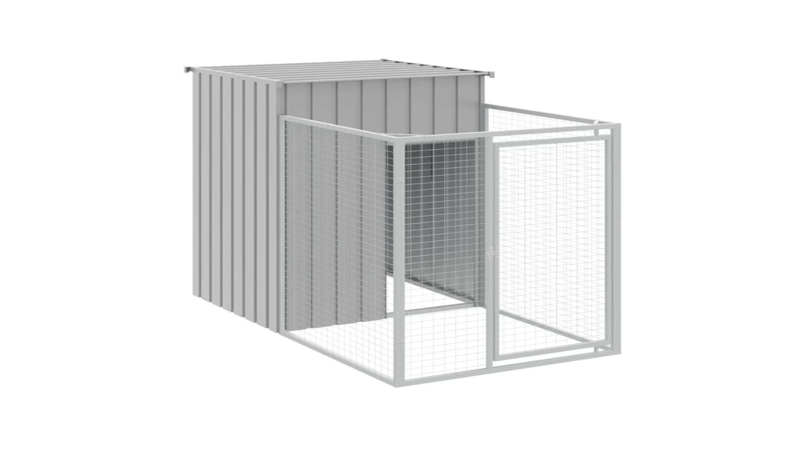 Andala Pets Light Grey Dog House with Run - 110 x 201 x 110cm | Harvey ...