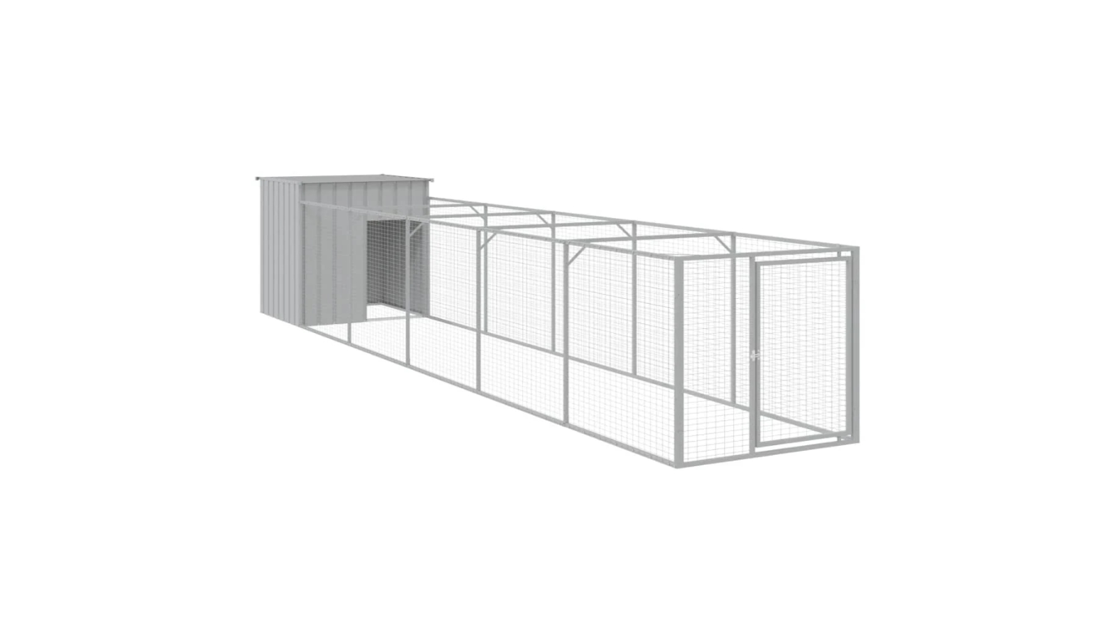 Andala Pets Light Grey Dog House with Run - 110 x 609 x 110cm | Harvey ...
