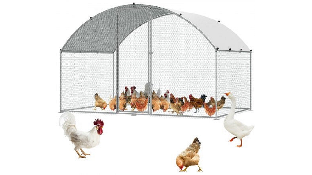 Andala Pets Large Metal Walk-in Chicken Run with Waterproof Doom Roof ...