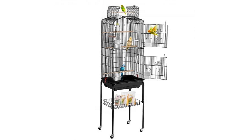 Andala Pets 62-inch Large Rolling Metal Bird Flight Cage for Parrot and ...