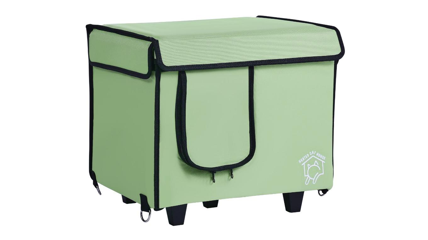 Andala Pets Green Elevated Cat Cuboid House with Heated Pad - Small ...