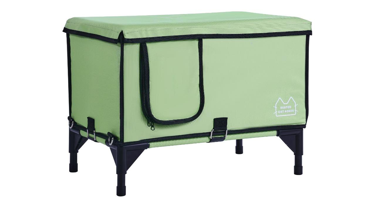 Andala Pets Green Elevated Cat Cuboid House with Heated Pad - Large ...