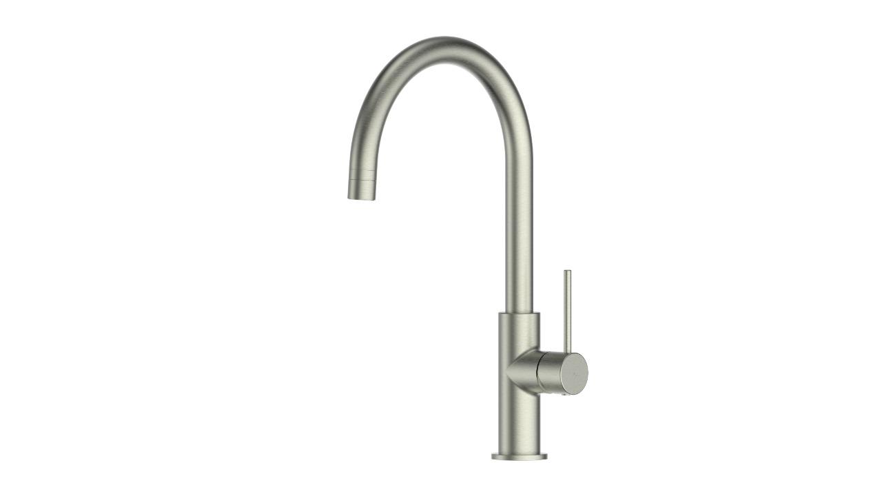 Greens Maci Gooseneck Sink Mixer - Brushed Nickel | Harvey Norman