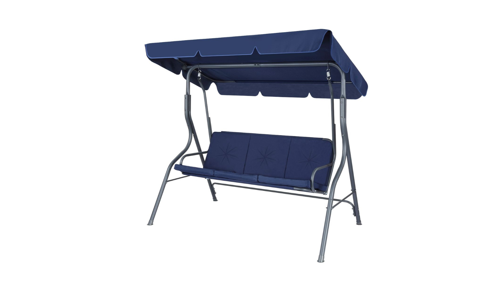 3-Seater Swing Chair with Cushion and Canopy for Outdoor Garden Patio ...