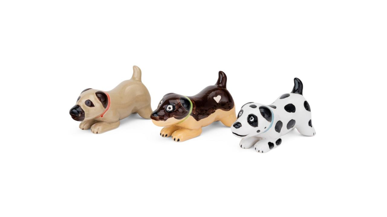 3 Piece Assorted Ceramic Floating Dog Garden Decor | Harvey Norman