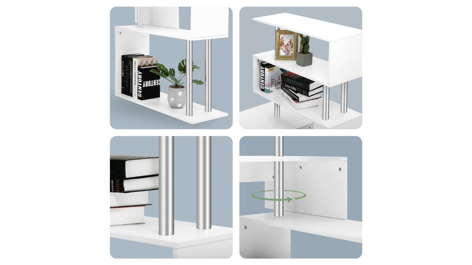 Home Office 4-Tier Computer Desk with Bookshelf Storage - White ...