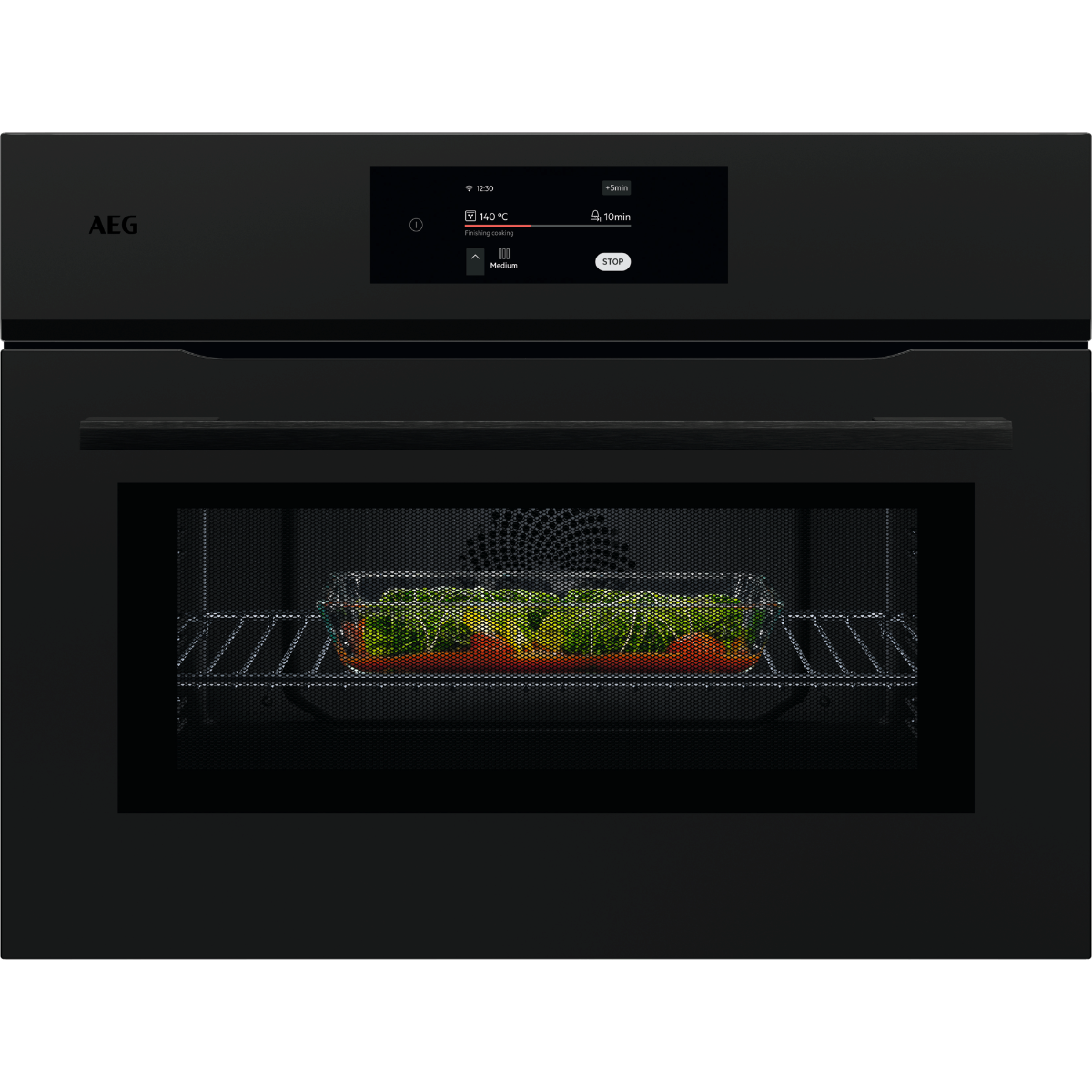 AEG 45cm 8000 Series Compact CombiQuick Microwave Oven - Matte Black ...