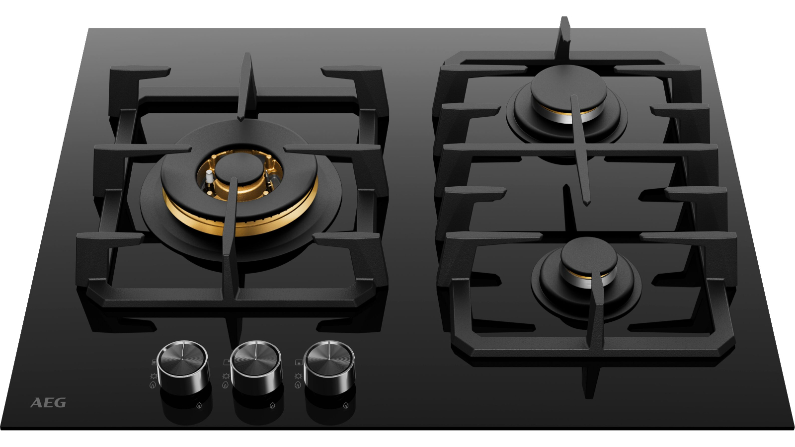 AEG 60cm 3 Burner Ceramic Glass Gas Cooktop - Black | Harvey Norman