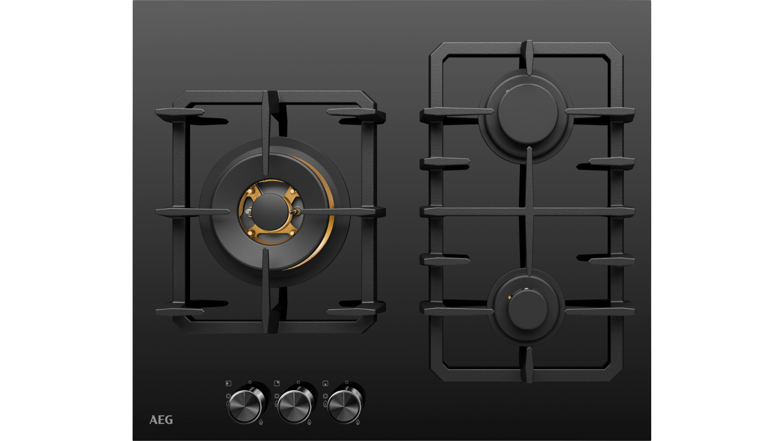 AEG 60cm 3 Burner Ceramic Glass Gas Cooktop - Black | Harvey Norman