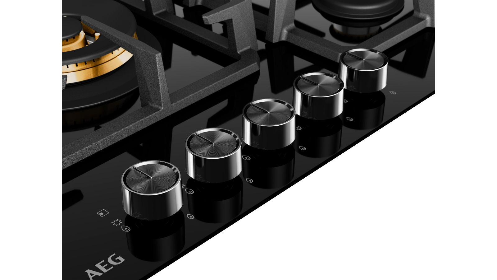 AEG 90cm 5 Burn Ceramic Glass Gas Cooktop - Black | Harvey Norman