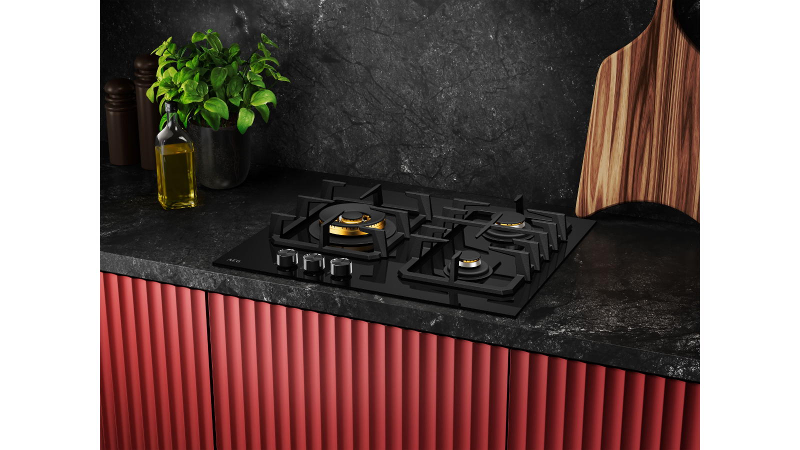 AEG 60cm 3 Burner Ceramic Glass Gas Cooktop - Black | Harvey Norman