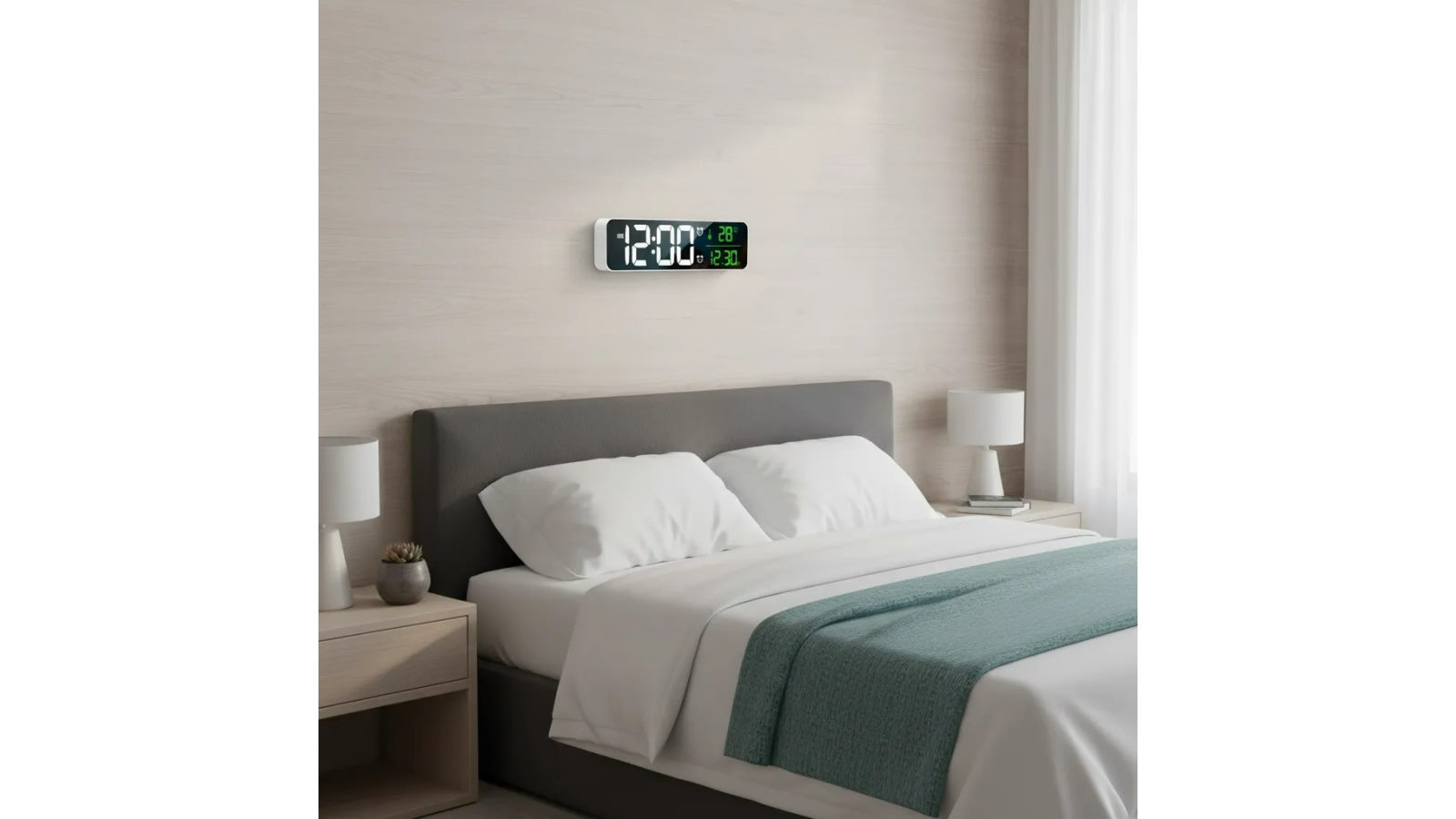 Vikus Digital Wall Clock Large LED Display | Harvey Norman