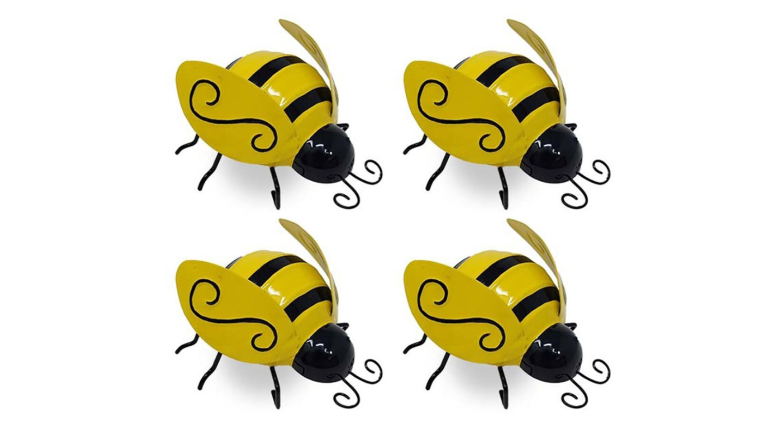 4 Piece Bee 10cm Pot/Planter Sitter Garden Decor - Yellow | Harvey Norman
