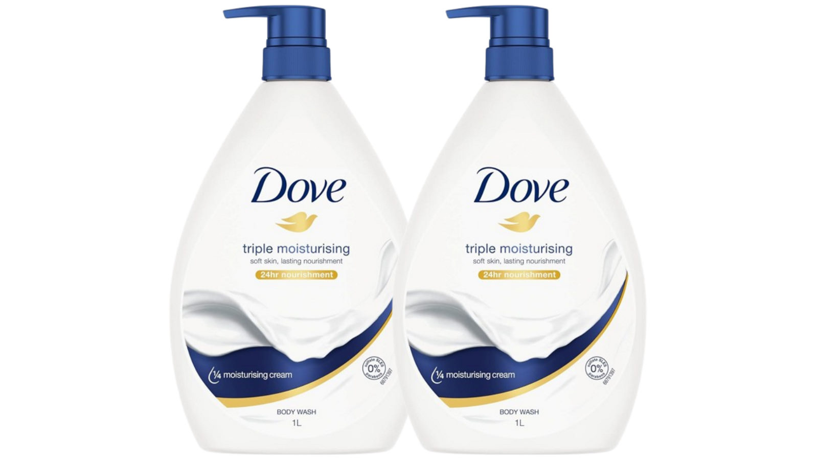 Dove Moisturising Body Wash 2 x 1L Pack Triple Moisture Sulfate Free ...