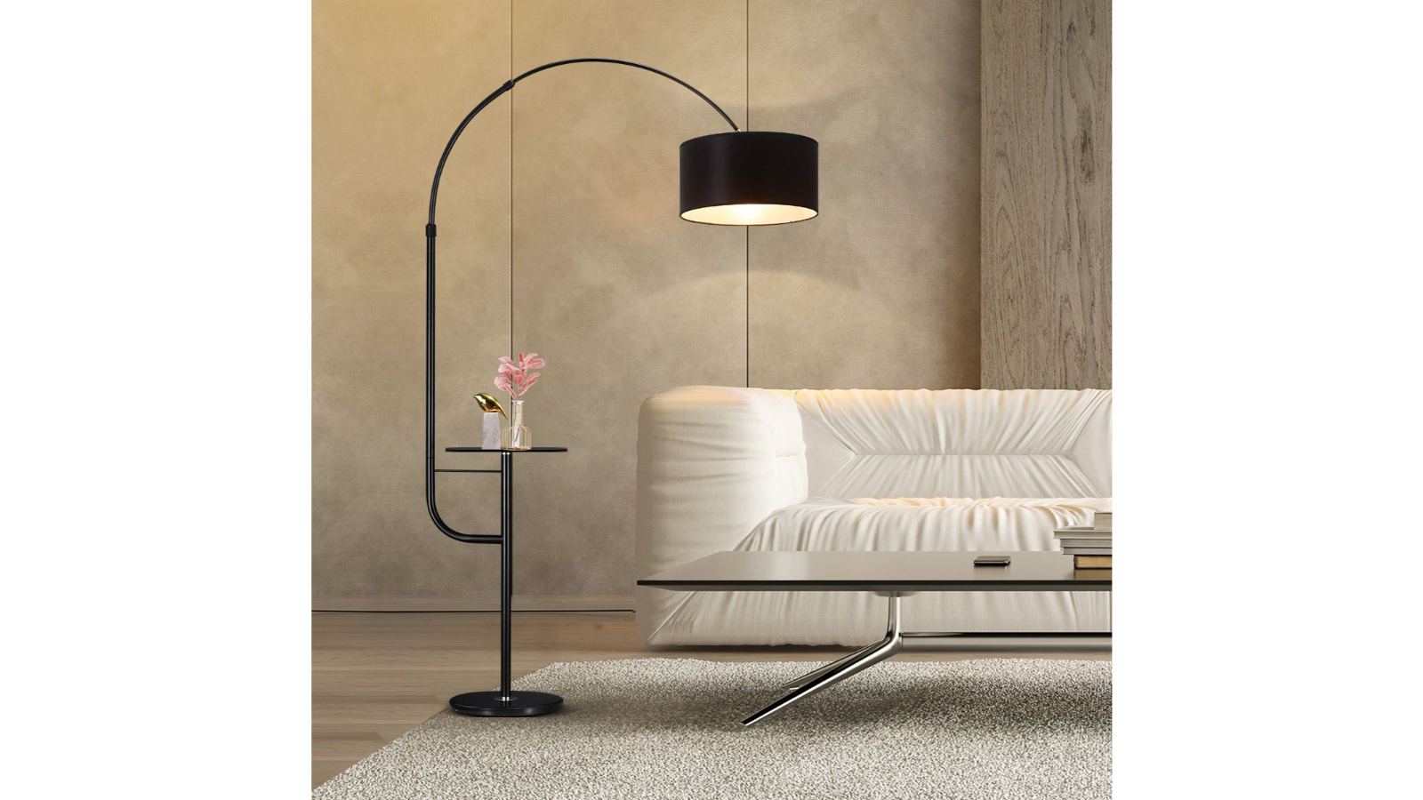 Modern LED Arc Stand Adjustable Floor Lamp Black Harvey Norman