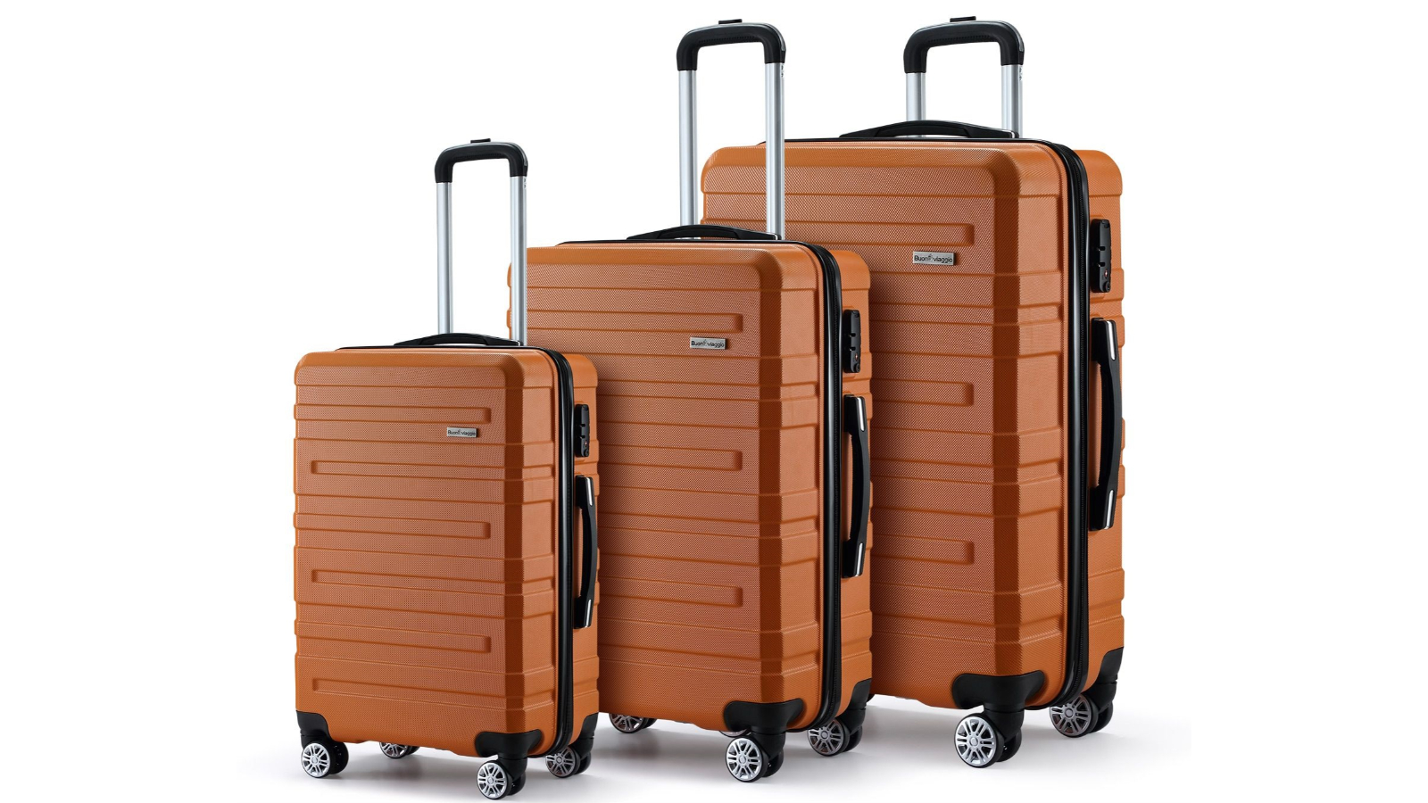 Buon Viaggio 3 Piece Carry-on Lightweight Travel Hard Suitcase Trolley ...