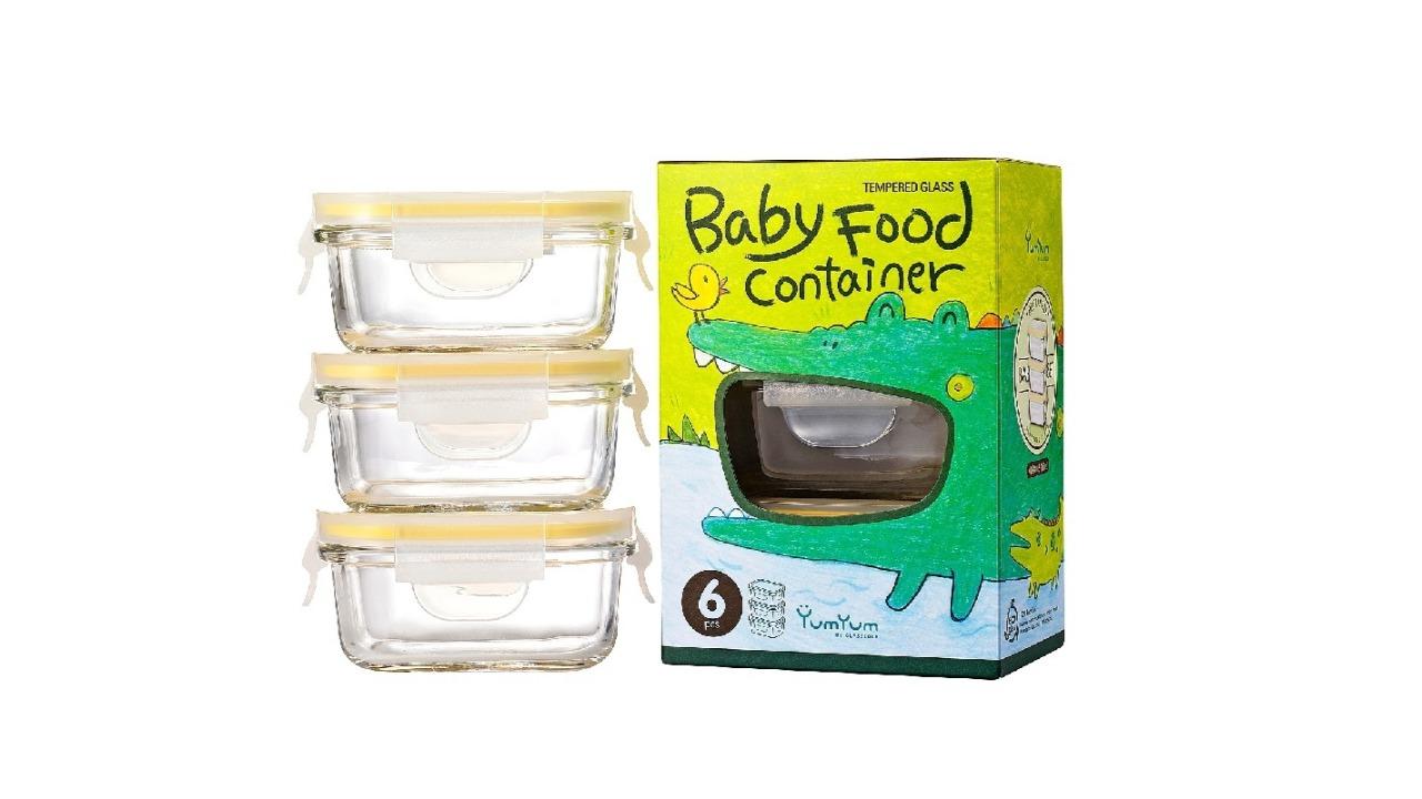 Glasslock 3 Piece Rectangle Baby Food Container with Lid Set | Harvey ...