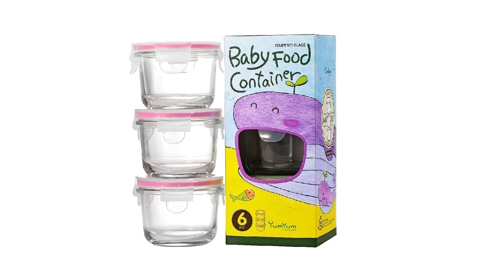 Glasslock 3 Piece Round Baby Food Container with Lid Set | Harvey Norman