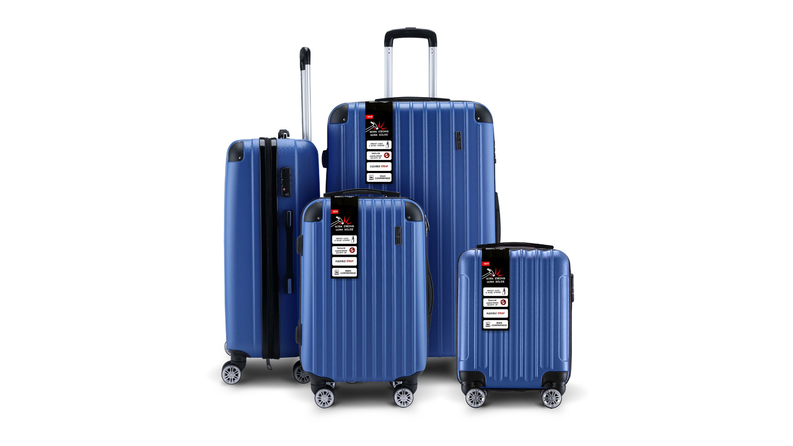 Buon Viaggio 4 Piece Hard Shell Traveller Bag Suitcase Set - Blue ...