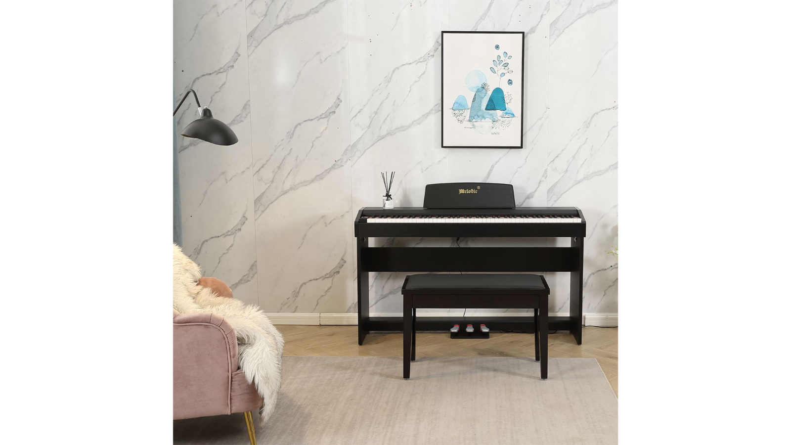 Melodic 88-Key Hammer Action Digital Piano with 3 Pedal Weighted ...