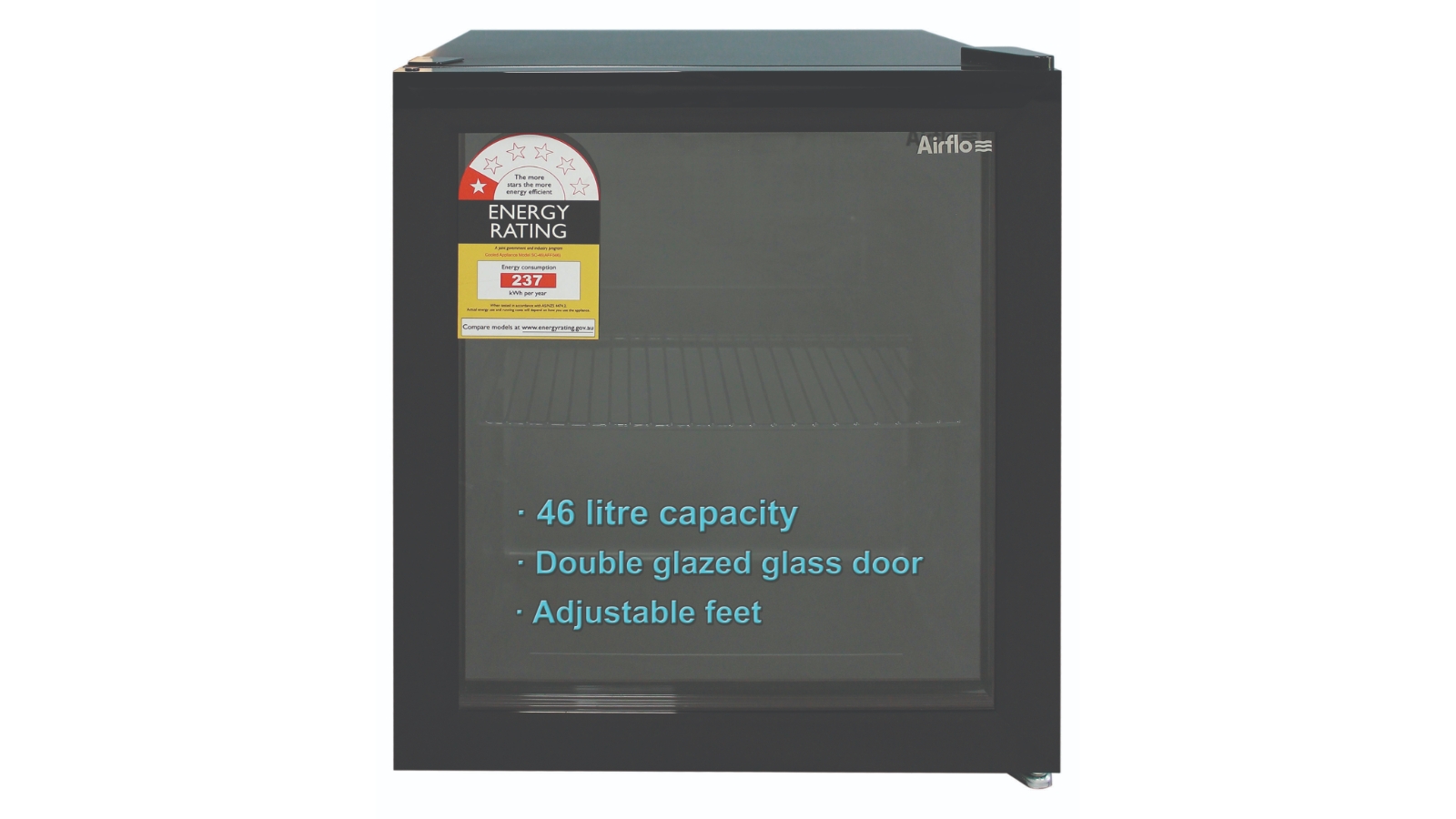 Airflo 46L Glass Door Bar Fridge | Harvey Norman