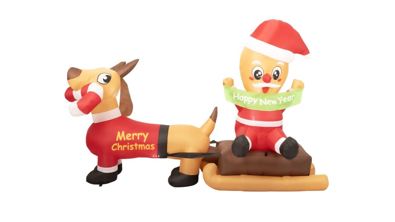 Santaco Inflatable Dog Sleigh LED Light Outdoor Christmas Decor - 2 ...