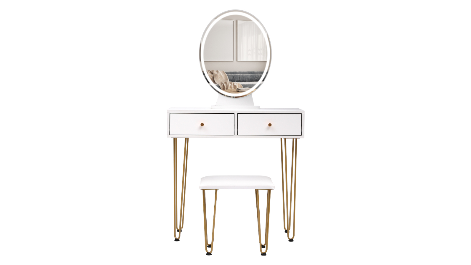Levede LED Light Vanity Dressing Table Set - White | Harvey Norman