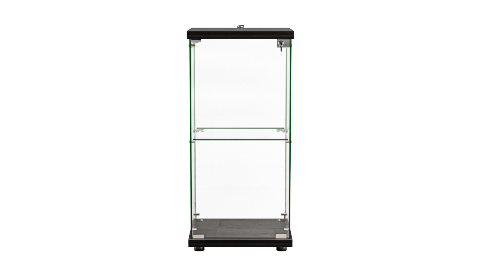Stacked 2-Tier Double Glass with LED Lights Display Cabinet - Black ...
