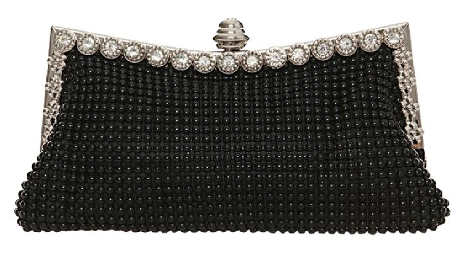 Vibe Geeks Beaded Banquet Rhinestone Evening Clutch for Ladies - Black ...