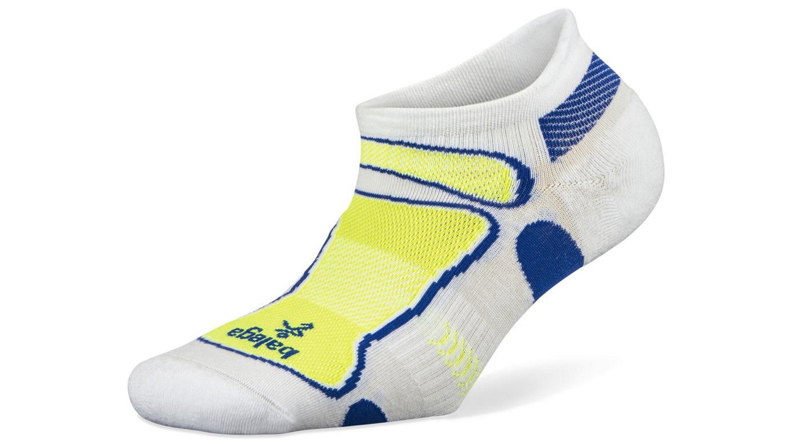 Balega White/Neon Yellow Ultralight No Show Running Sports Socks ...