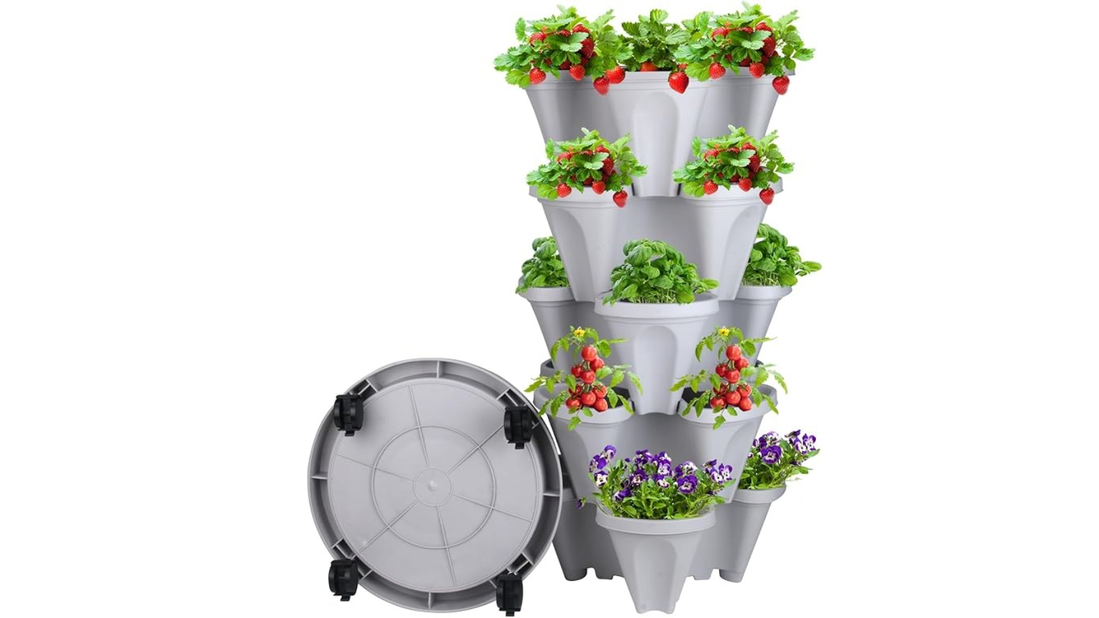 Hansona Gardening Planter with 5-Tier Stackable and Tool - White ...