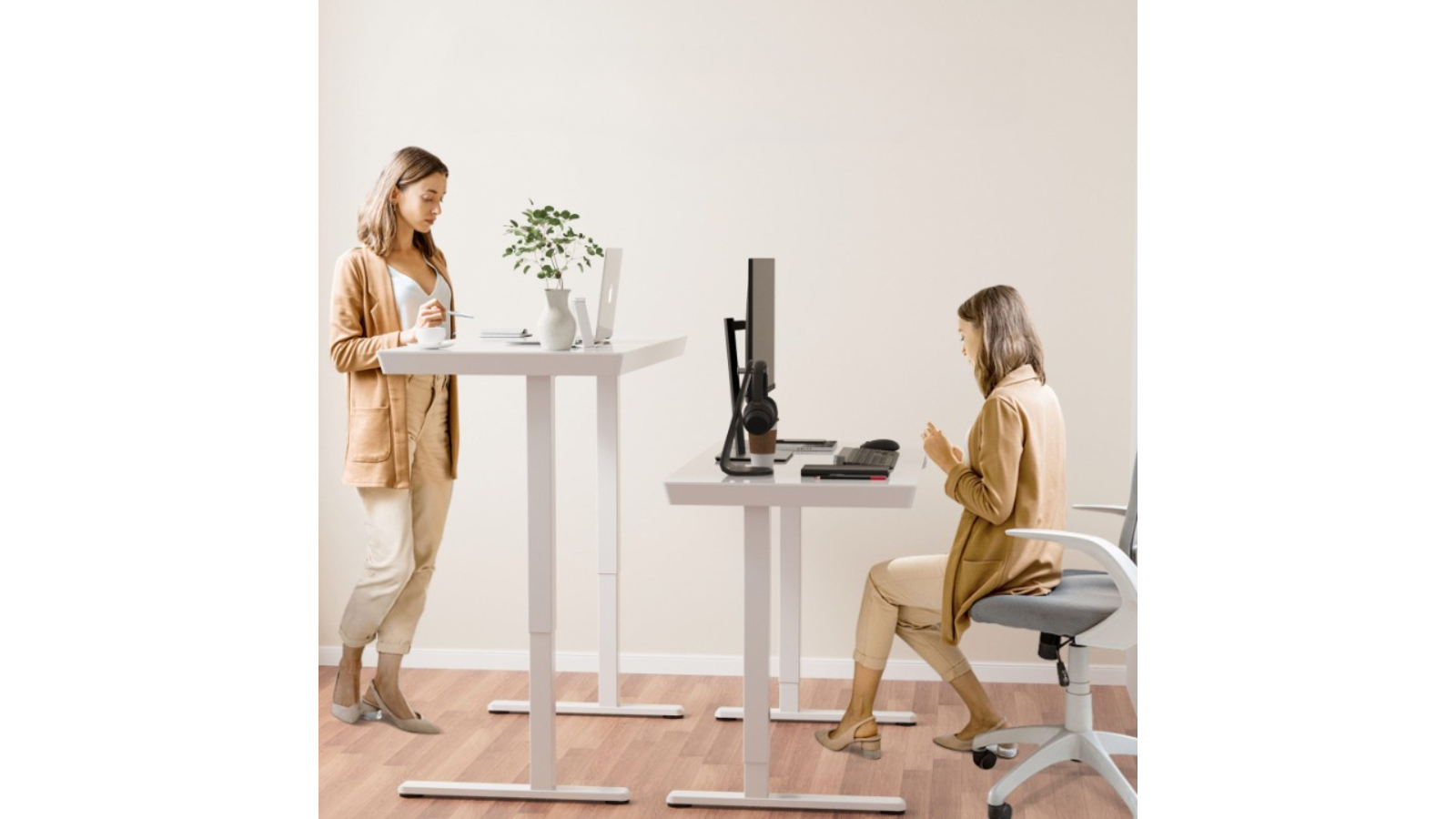 Electric Motorised Height Adjustable White Tempered Glass Top USB Type ...