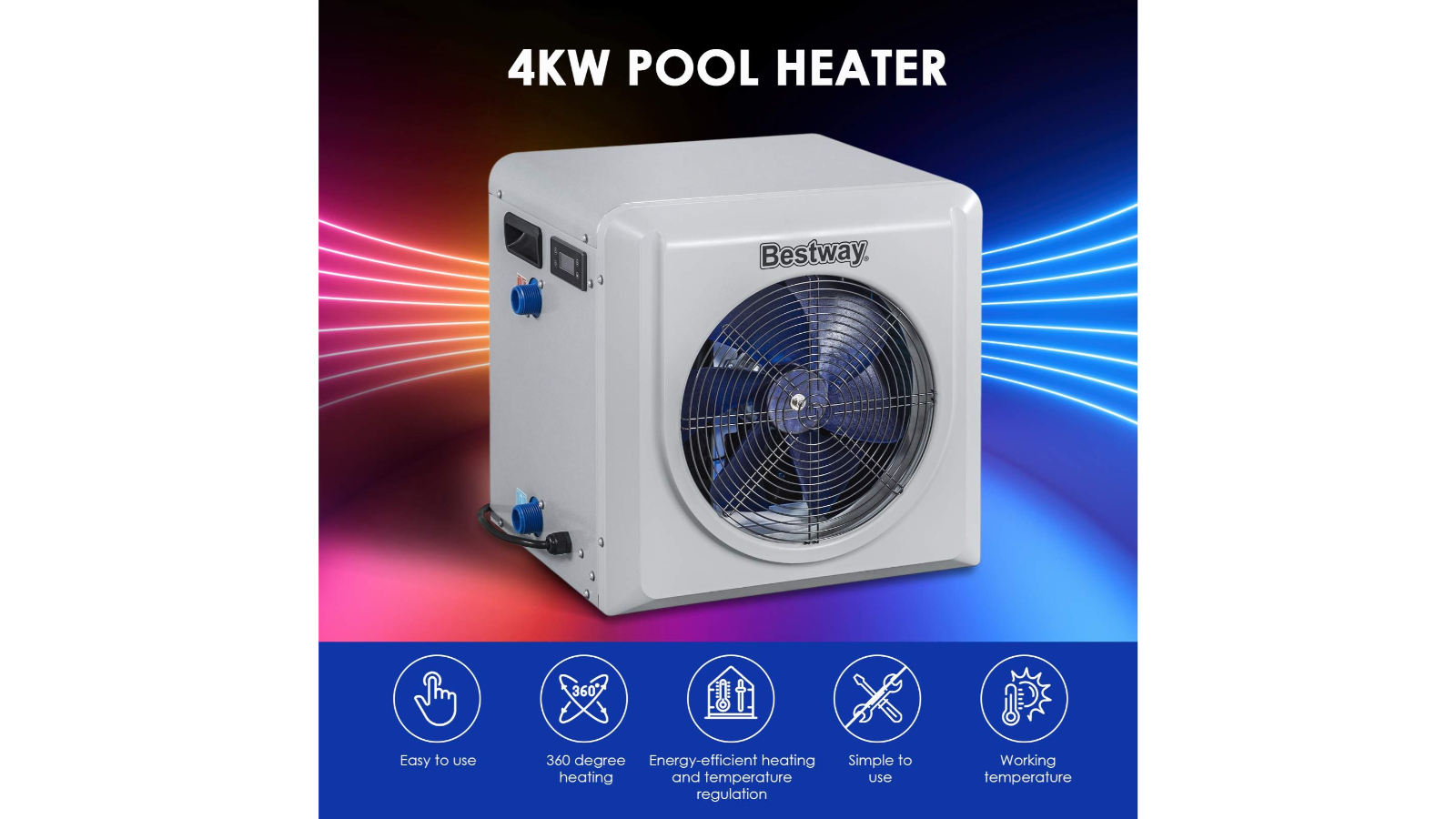 Bestway Flowclear Water Temperature Equipment Fish Pond 4KW Pool Heater ...