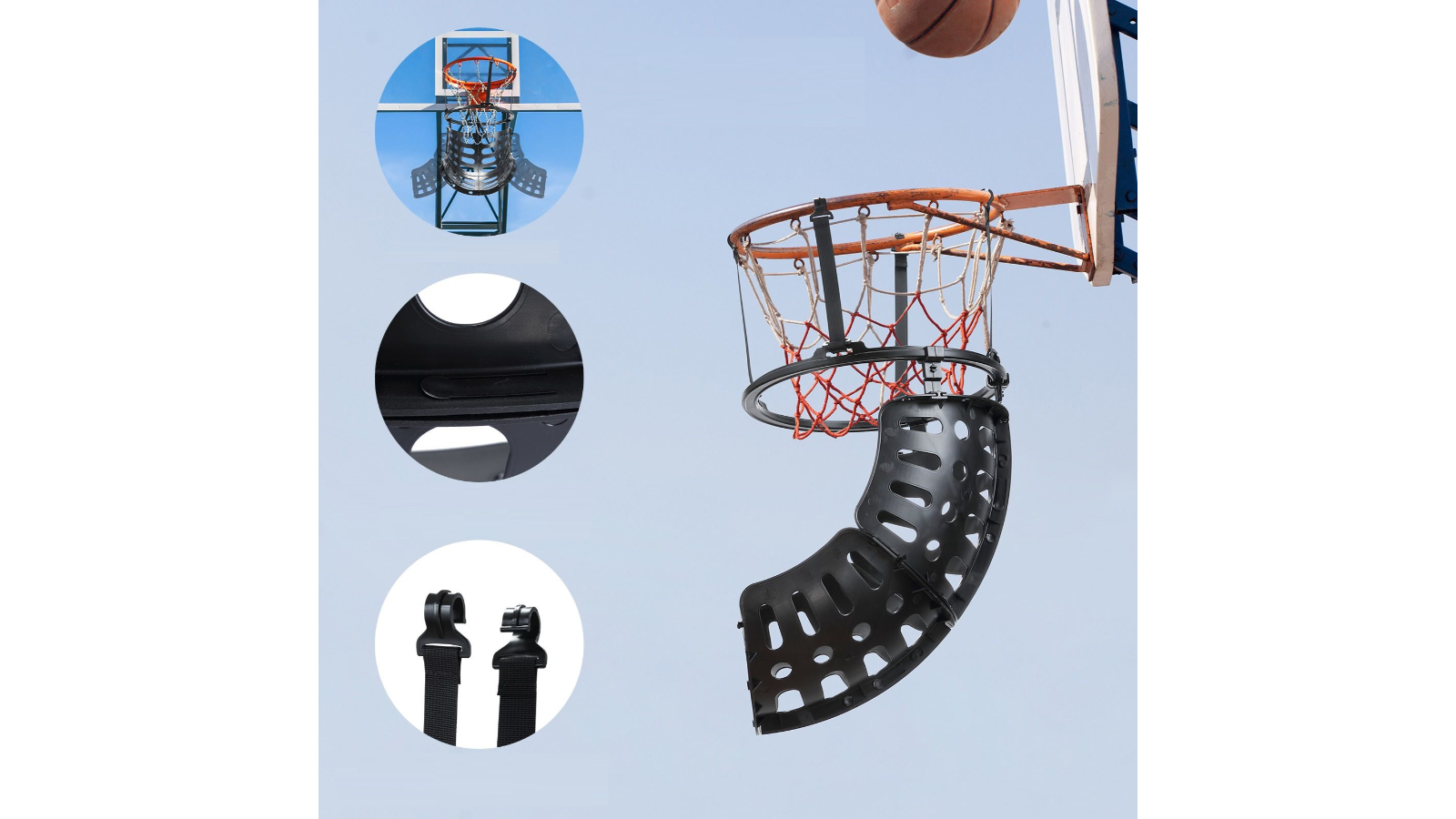 Genki Basketball Ring Hoop Ball Rebounder System Attachment Set for ...