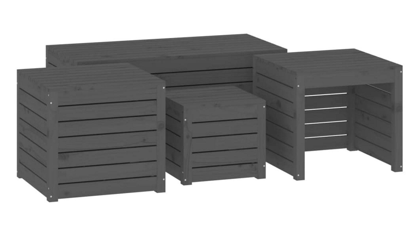 vidaXL 4 Piece Grey Solid Wood Pine Garden Box Set | Harvey Norman