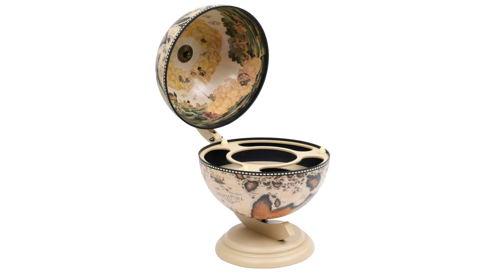 vidaXL Tabletop Globe Bar Wine Stand Eucalyptus Wood - White | Harvey ...
