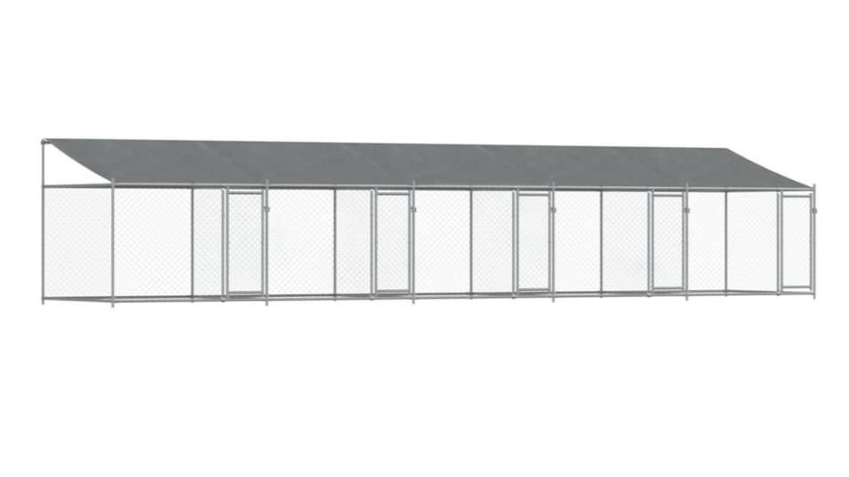 vidaXL Grey Galvanised Steel Dog Cage with Roof and 5-Door - 1000 x 200 ...