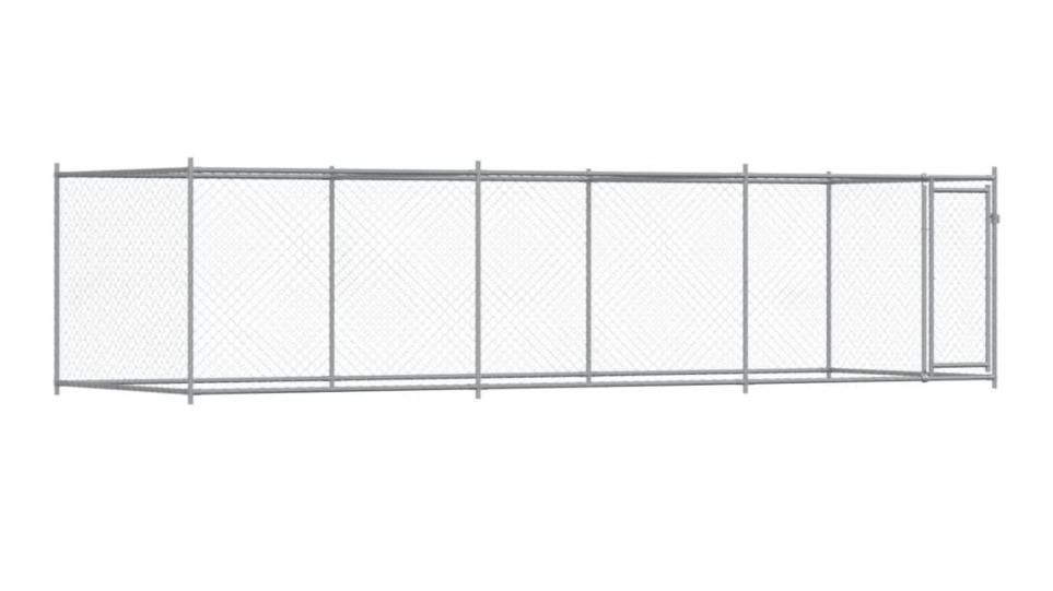 vidaXL Grey Galvanised Steel Dog Cage with Door - 600 x 200 x 150cm ...