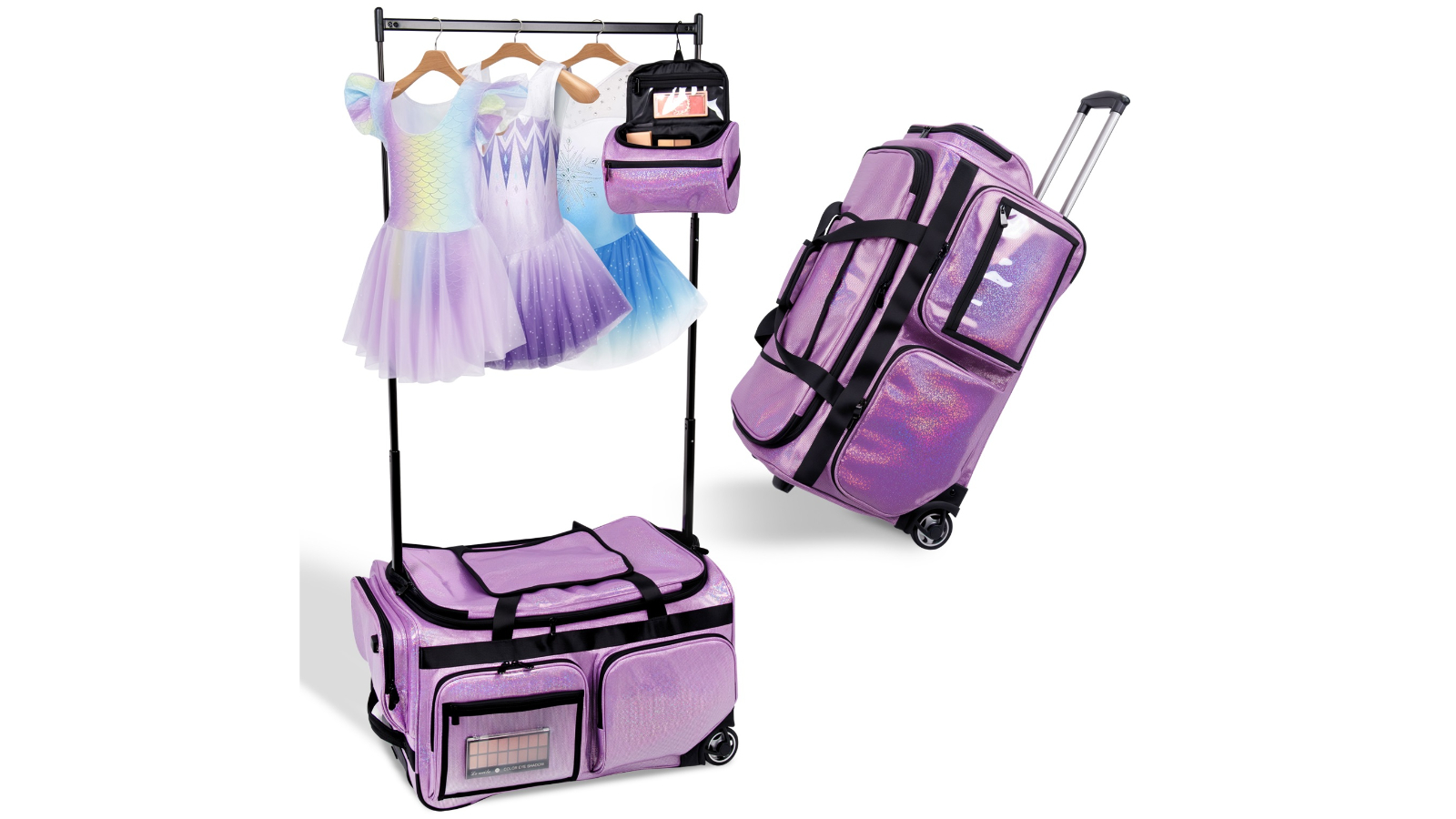 Advwin 3-in-1 Rolling Dance Bag with Instant Changing Room - Purple ...