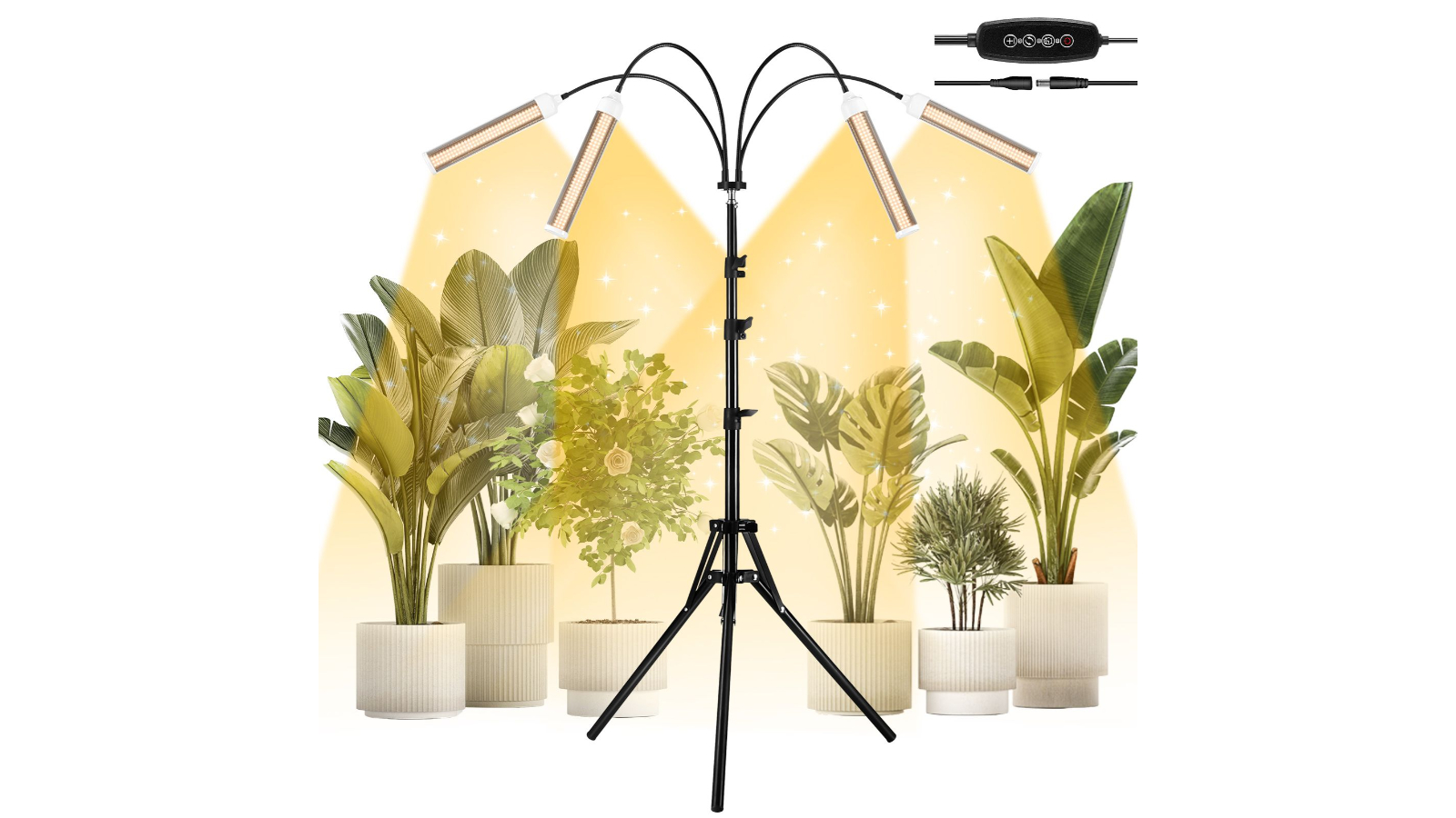 Adjustable Stand 4 Head Auto Timer 200W 420 LED Grow Lamp Light Indoor ...