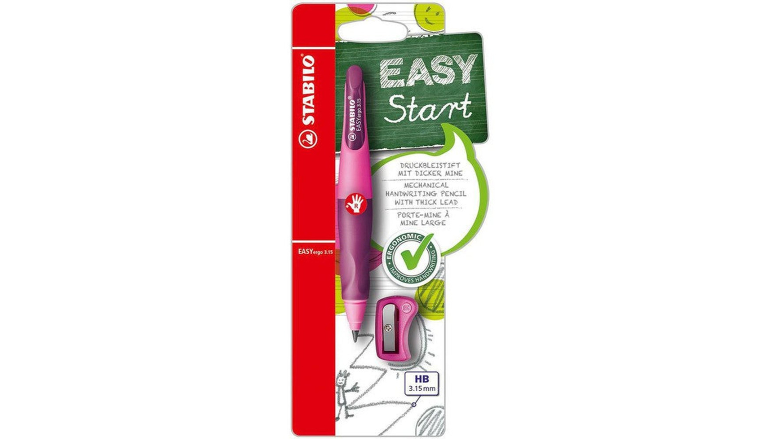Stabilo Easy Ergo Right Hand Mechanical Pencil - Pink | Harvey Norman