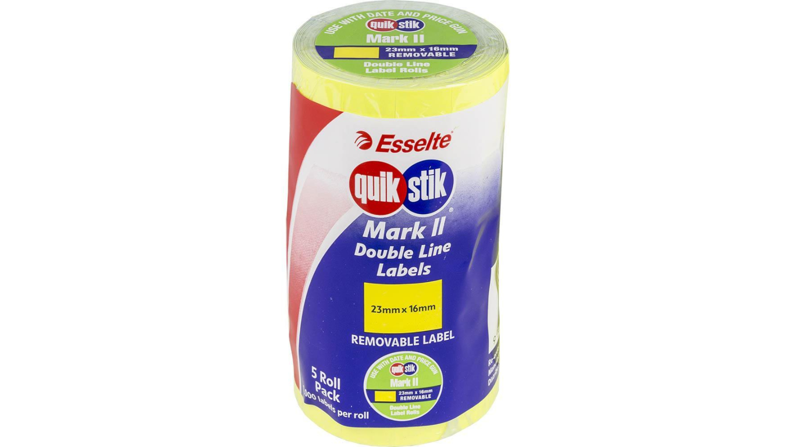 Quickstik Pack of 5 Removable Mark II Pricing Gun Label - Fluoro Yellow ...