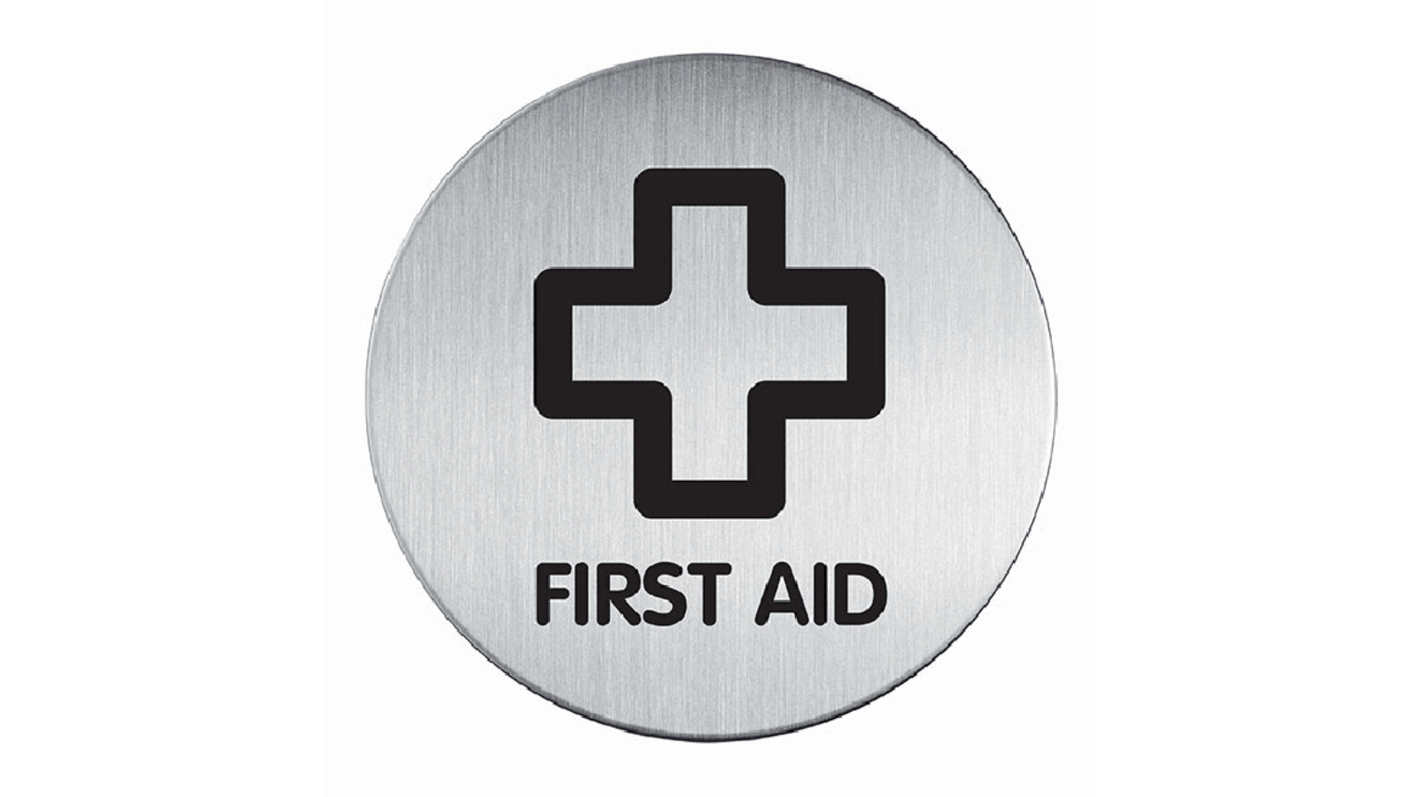 Durable Stainless Steel First Aid Wall Pictogram Sign - 8.3cm | Harvey ...