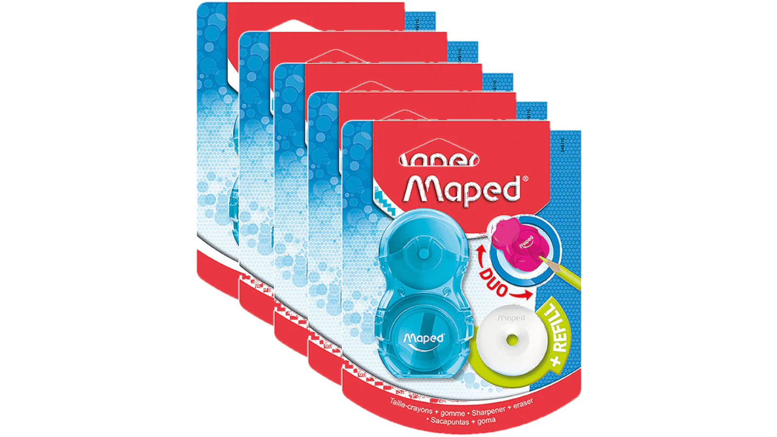 Maped Set of 5 Loopy Combo Sharpener and Eraser | Harvey Norman
