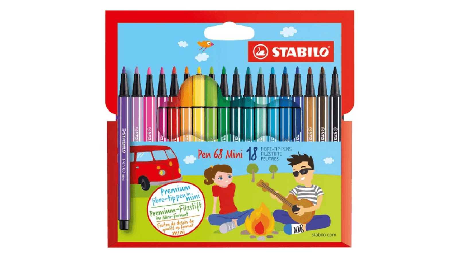 Stabilo 18 Piece 68 Mini Fibre Tip Pens | Harvey Norman