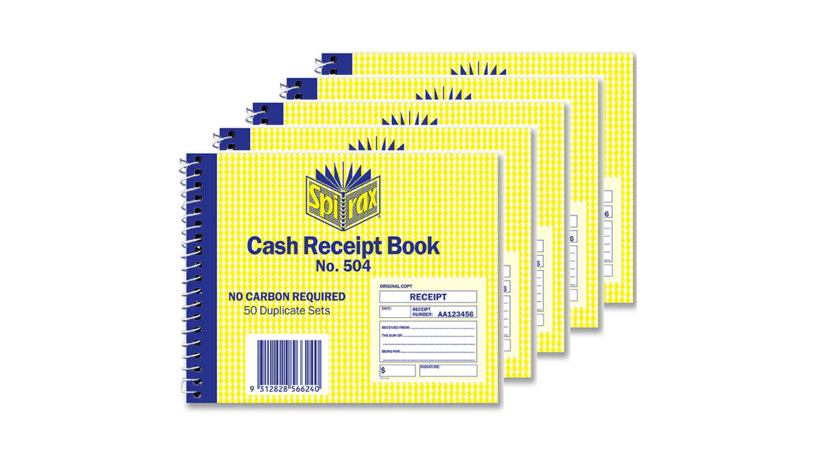Spirax Pack of 5 504 No Carbon Cash Receipt Book - 10.2 x 12.7cm ...