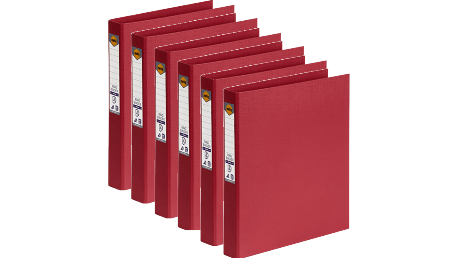 Marbig Box of 6 PE 2.5cm 2D Ring Binder A4 File Folder - Deep Red ...